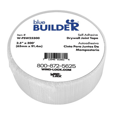 Blue Builder Drywall Mesh Tape, 2-1/2in x 300ft, White - Wind-lock