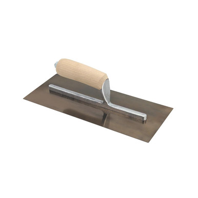 Kraft Tool Curry Style Trowel, Wood Handle, 5in x 12in - Wind-lock