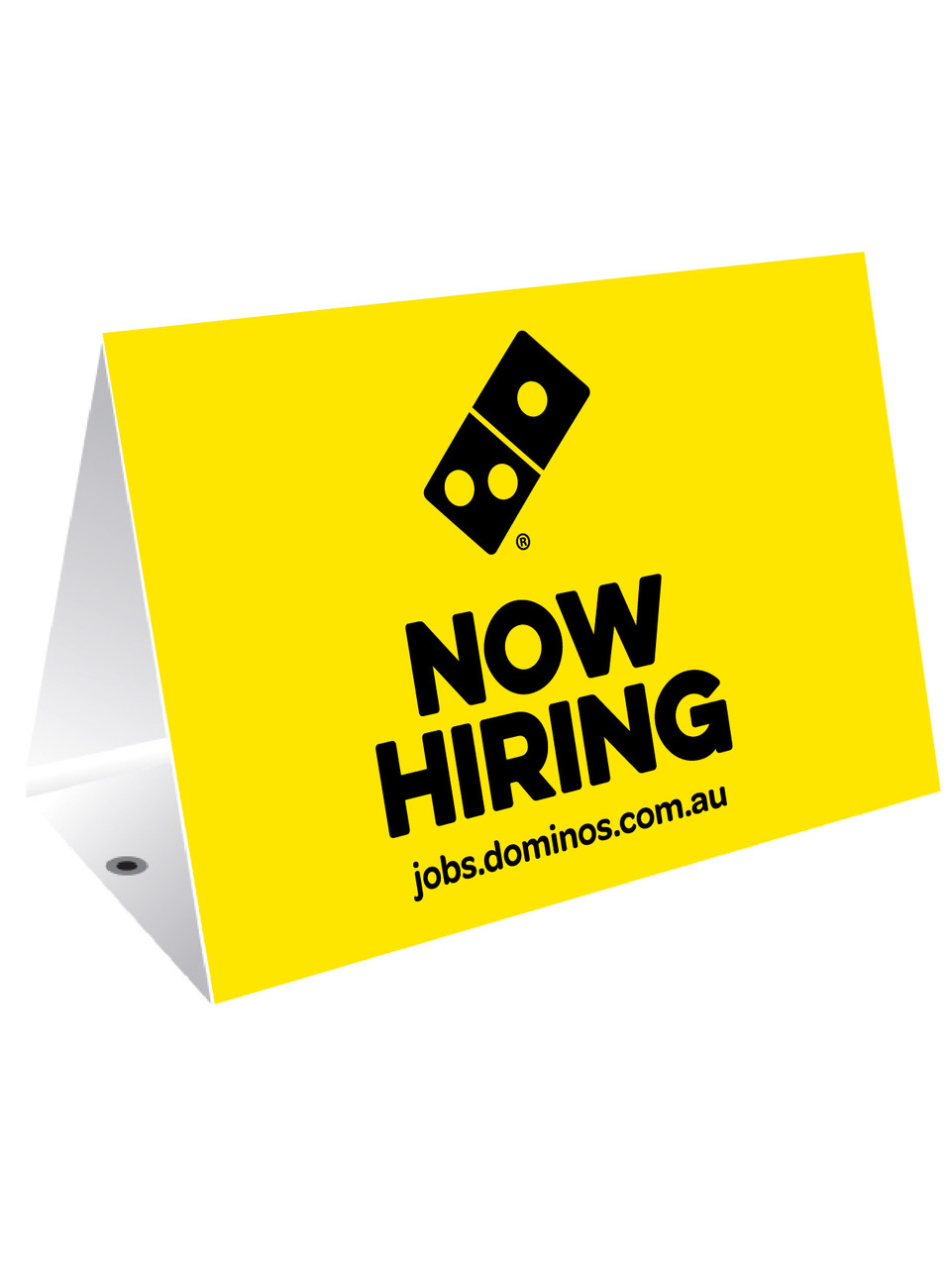 Now Hiring Triangle Corflute Sign - Lloyd Sign Co Dominos Portal