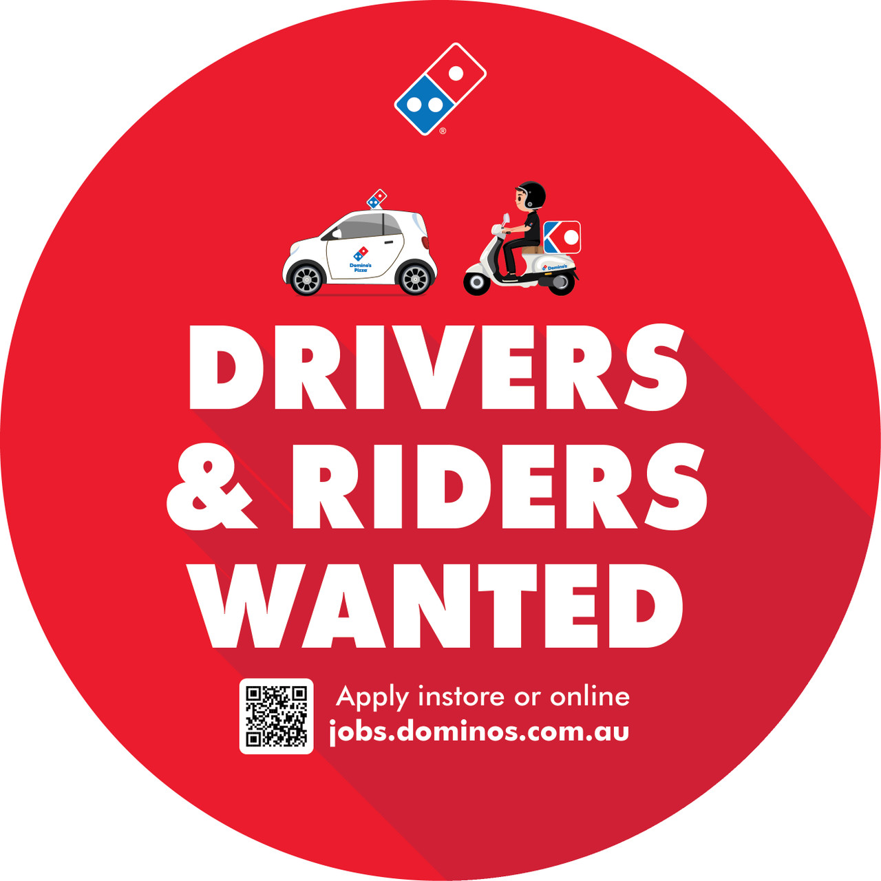 Drivers & Riders Wanted Window Graphic - Lloyd Sign Co Dominos Portal