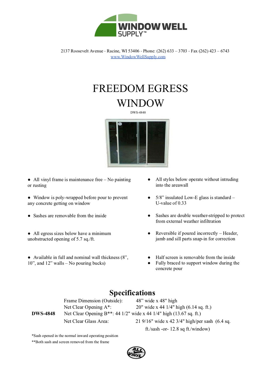 Freedom Sliding Egress Window