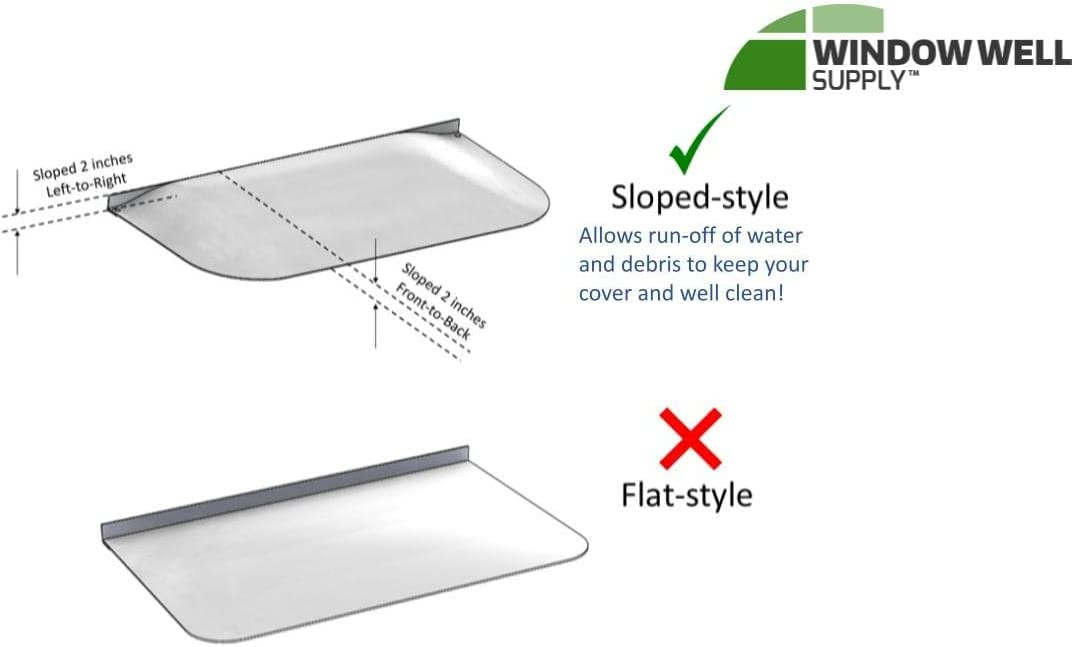Standard Sloped Elongated Cover for Metal Window Wells