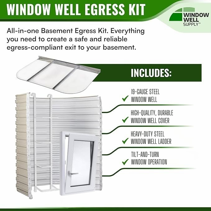 Quick-Ship Tuffwell Metal Egress Kit w/ Tilt & Turn Window