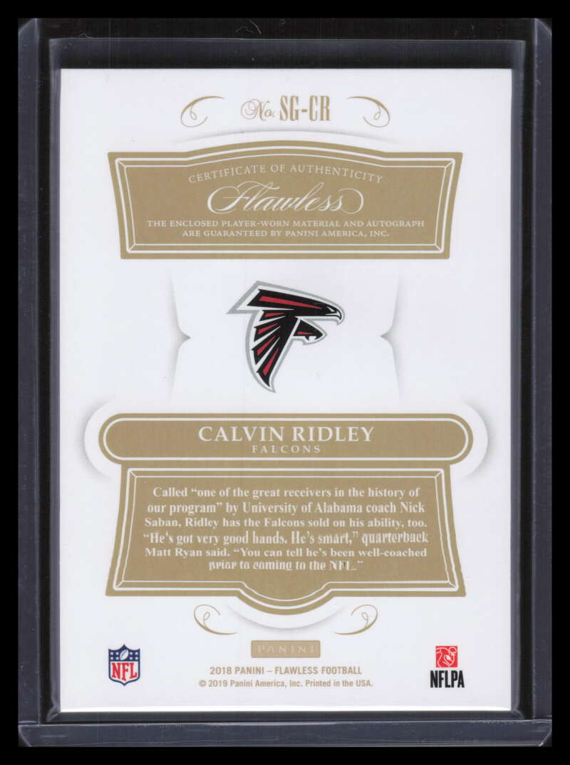 2018 Panini Flawless Signature Gloves 3 Calvin Ridley Rookie Patch Auto ...