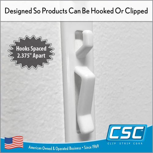 Clip Strip® Merchandising Strip, 12 Hooks, with Tape, "Made in USA",