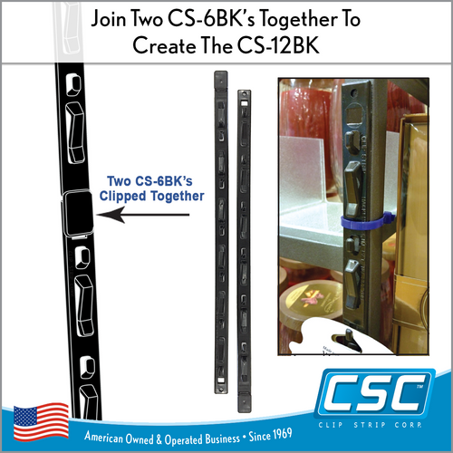 Clip Strip® Merchandising Strip, 12 Hooks, with Tape, "Made in USA",