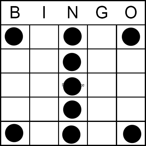 Bingo Game Pattern - Single Line Hard way