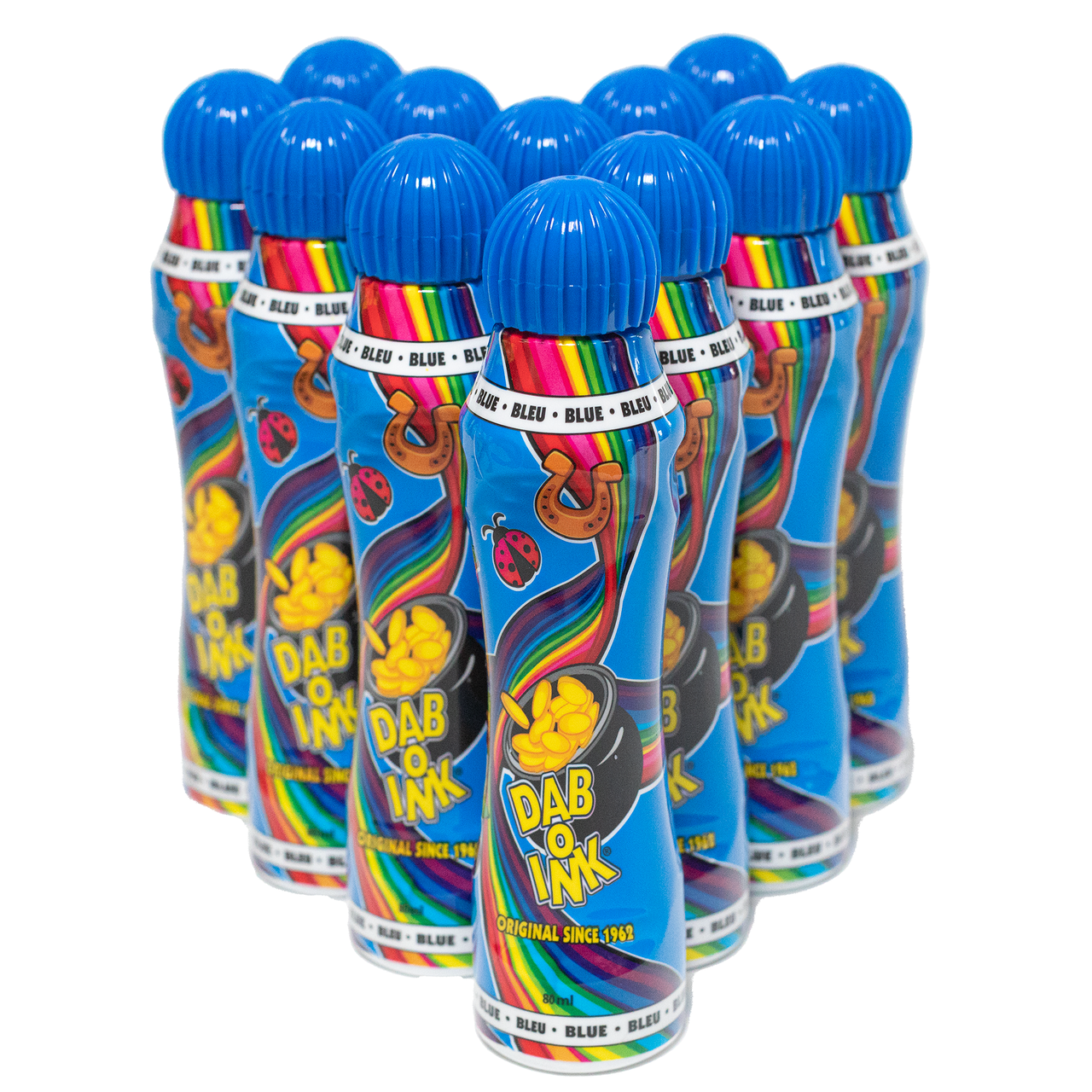 Dab-O-Ink Bingo Daubers - 12 Pack - Blue - 3 ounce size - Bingo Ink Markers