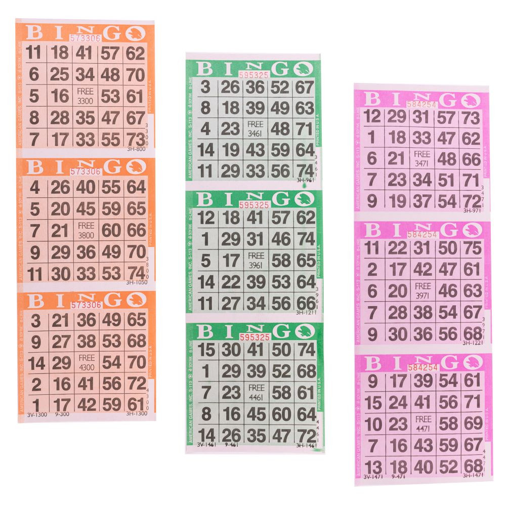American Games Bingo Paper Game Cards - 3 cards - 3 sheets - Orange ...
