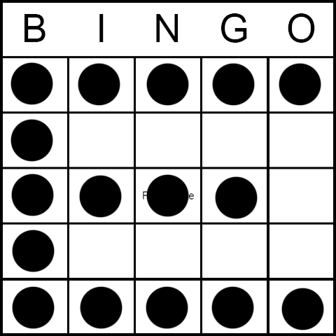Bingo Game Pattern - Letter E