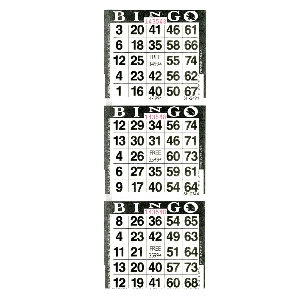 American Games Bingo Paper Game Cards - 3 cards - Black - 1000 sheets ...