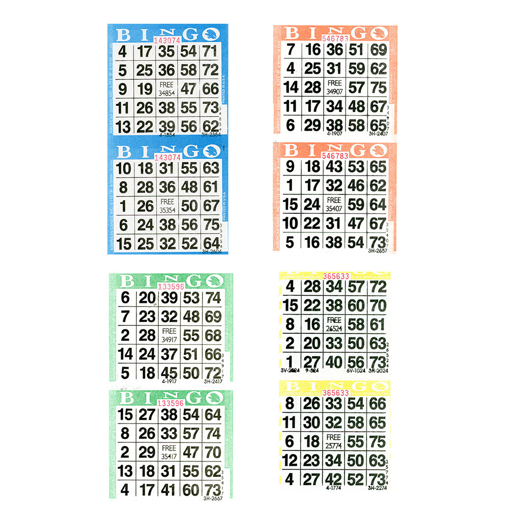 American Games Bingo Paper Game Cards - 2 cards - 4 sheets - 125 books ...