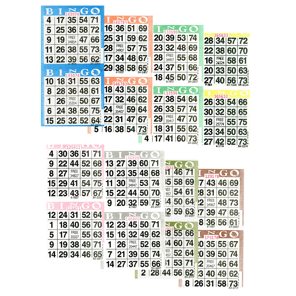 American Games Bingo Paper Game Cards - 2 cards - 8 sheets - 8 colors ...