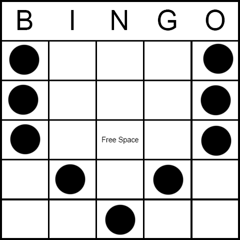 Bingo Game Pattern - Letter v
