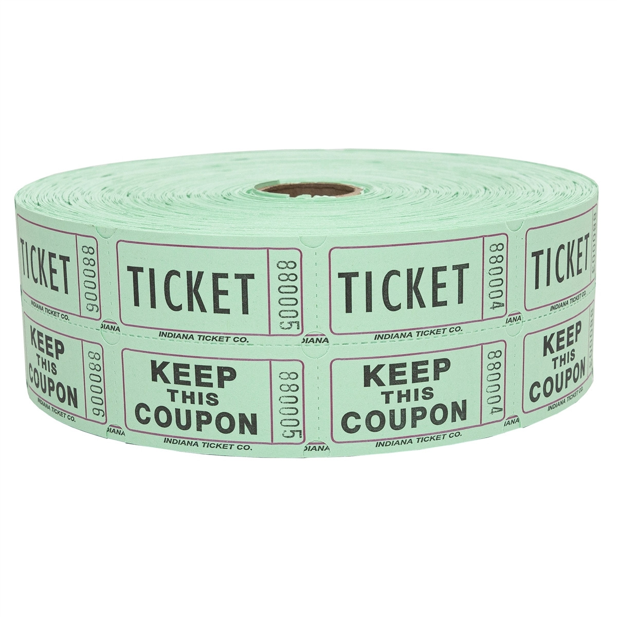 Indiana Ticket - Green Double Roll Raffle Tickets - 2,000 Sequentially ...