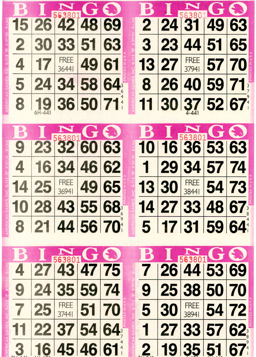 American Games Bingo Paper Game Cards - 6 cards - Purple - 500 sheets ...