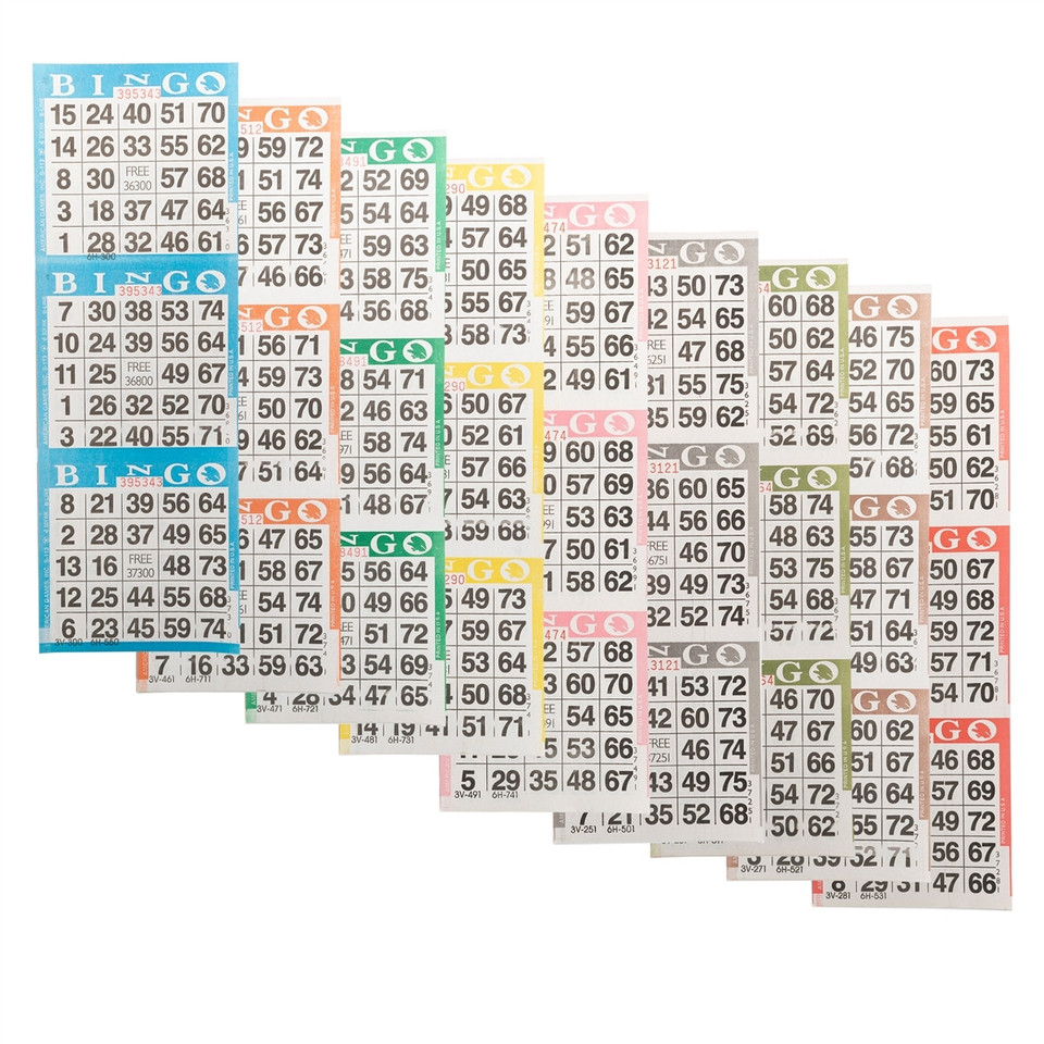 Bingo Paper Cards - 3 cards - 7 sheets - 100 books