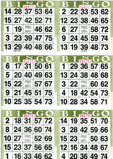 American Games Bingo Paper Game Cards - 6 cards - Olive - 500 sheets ...