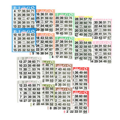 American Games Bingo Paper Game Cards - 2 cards - 9 sheets - 9 colors ...