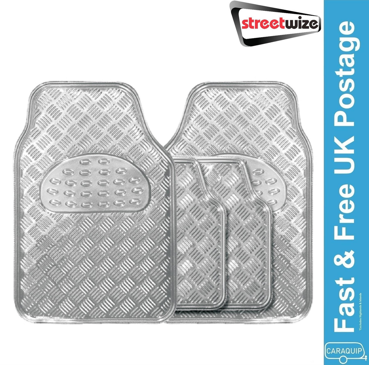 Caraquip.co.uk | Streetwize Silver Checker Plate Mat Sets