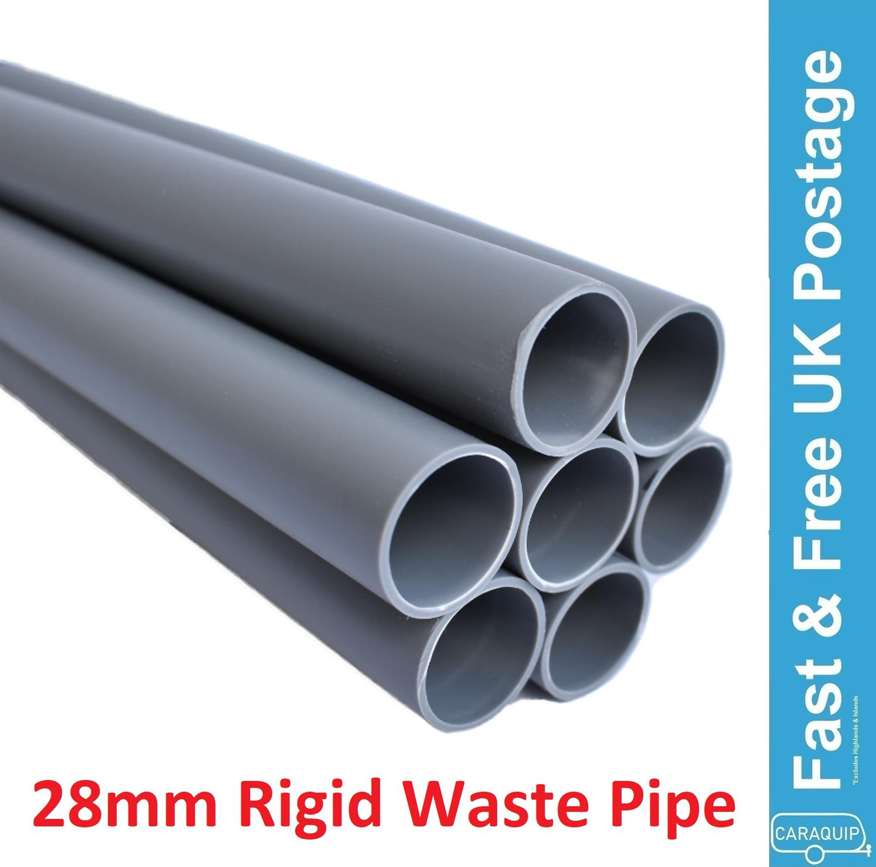 2 x Metre Caravan 28mm Rigid Push Fit Waste Water Grey Pipe Motorhome ...