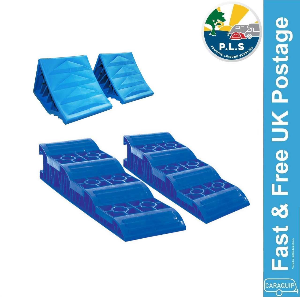 Caravan Jumbo Levelling 5 Ton Wheel Chock Ramps & Chocks Pair Motorhome ...