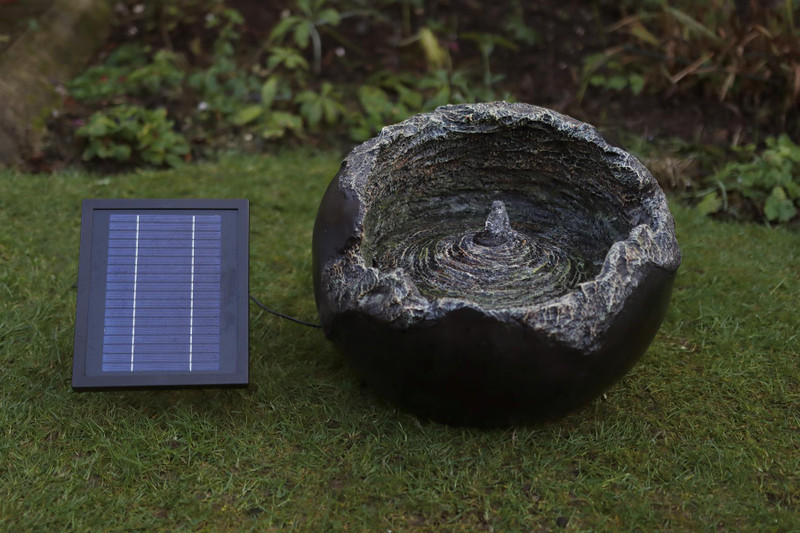 Caraquip.co.uk | Rock Bowl Solar Water Feature With Back Up Battery ...