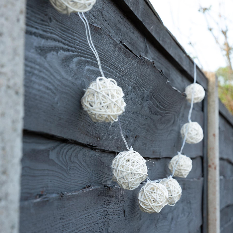 Caraquip.co.uk | 2m Solar Wicker Ball LED String Lights