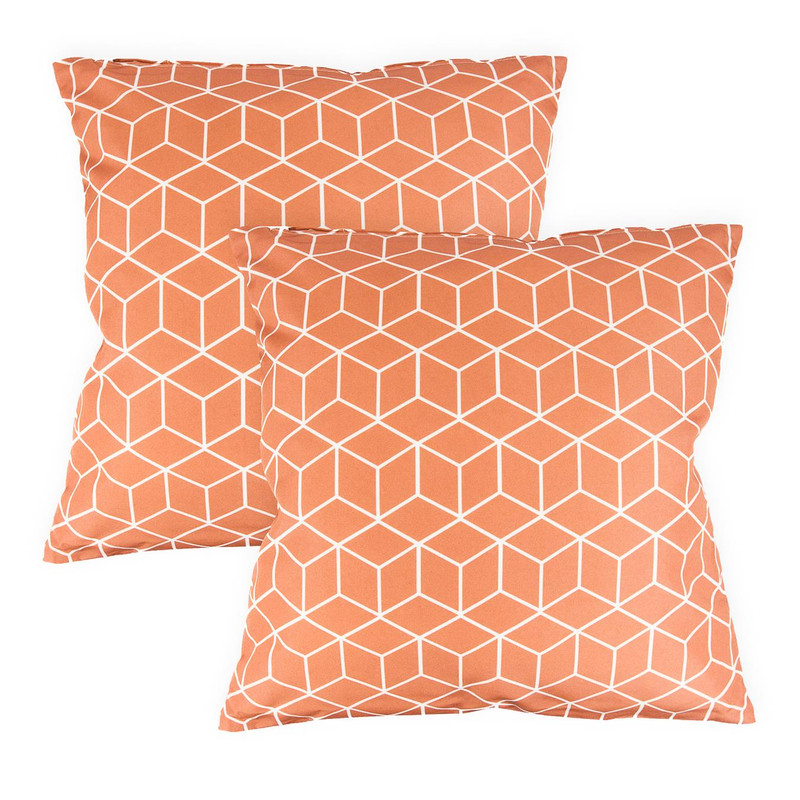 Caraquip.co.uk | Gardenwize Orange Cube Design Pattern Pair Of Scatter ...