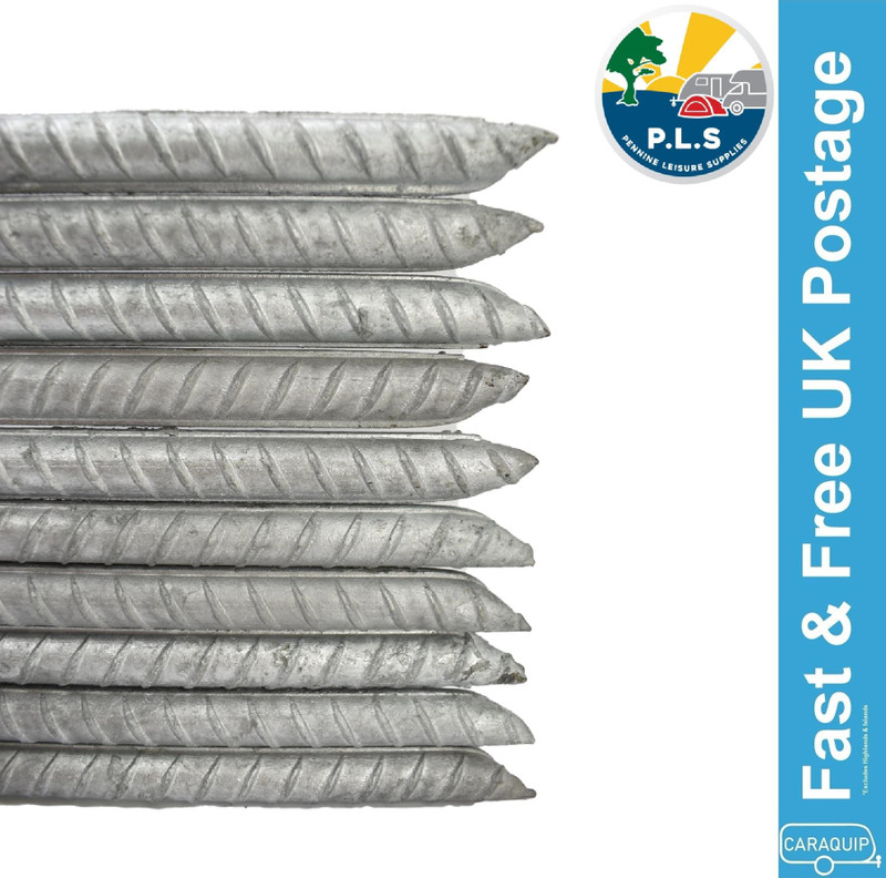 Heavy Duty Galvanized Steel Ribbed 14" J Pin Ground Peg Anchor Tent ...
