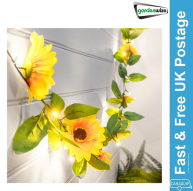 Caraquip.co.uk | Gardenwize 2m Solar Sunflower Outdoor Garland String ...