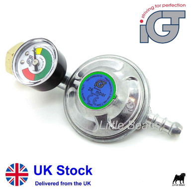 Butane Gas Regulator Screw On Bottle 28mbar 4.5kg c/w Gauge BBQ Camping ...