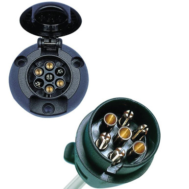 Caravan Towing Plug & Socket 7 Pin 12 N Type Black Towbar Car Trailer ...