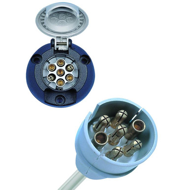 Caravan Towing Plug & Socket 7 Pin 12 S Type Grey Plug Connector Towbar ...