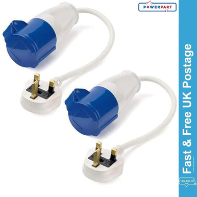 Main Hook Up UK Conversion Lead Plug Adaptor Camping Caravan Site ...