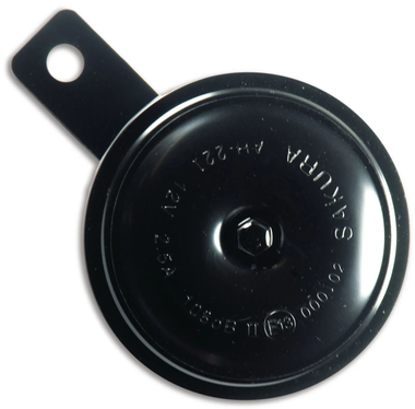 Horn, 12V, 'E'-marked, 108db, Black (d=80mm), with rubber between horn ...