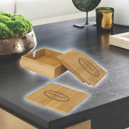 Bamboo 4-Coaster Set with Holder - Western Heritage Company, Inc