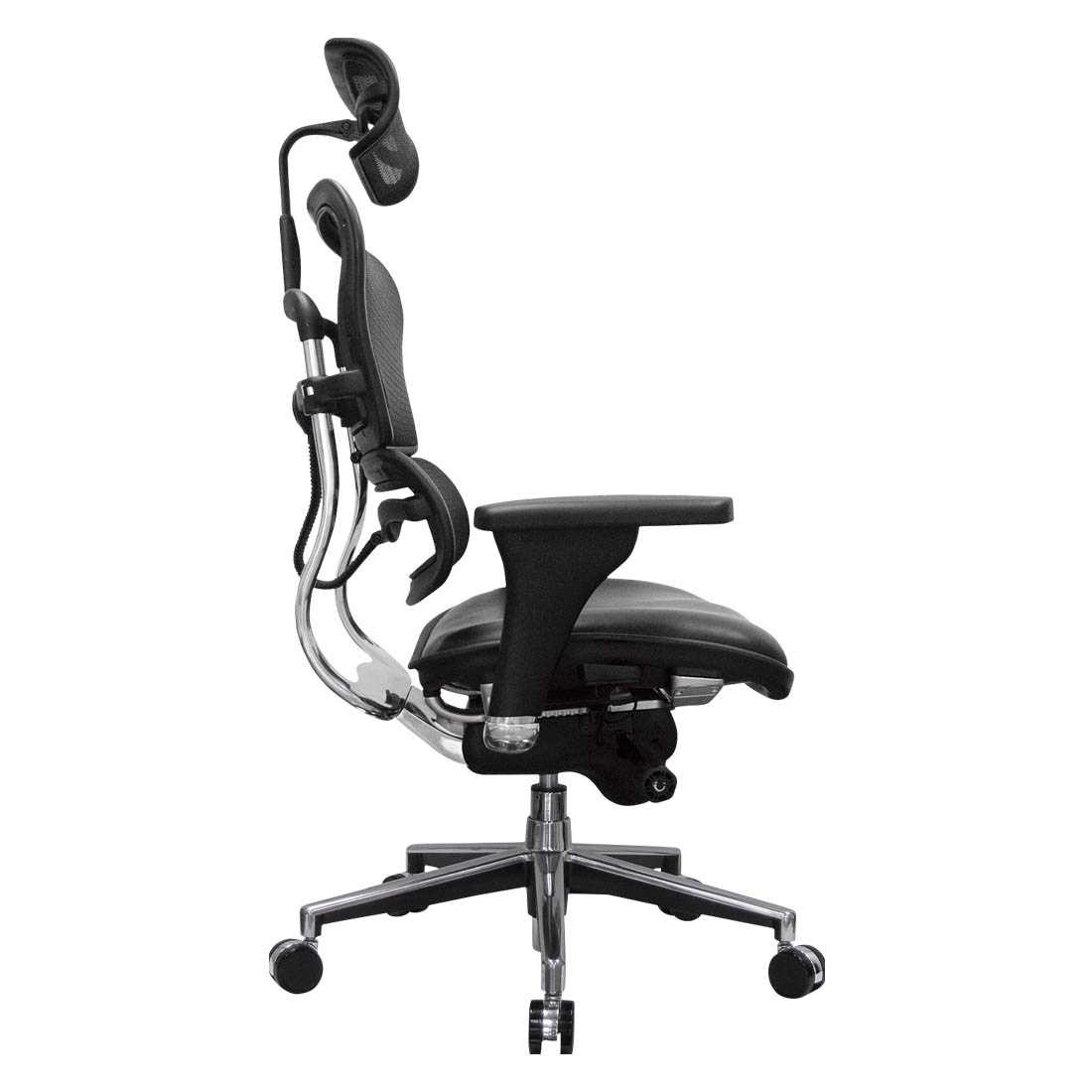 ErgoHuman Hi-Back Ergonomic Leather & Mesh Chair w Headrest
