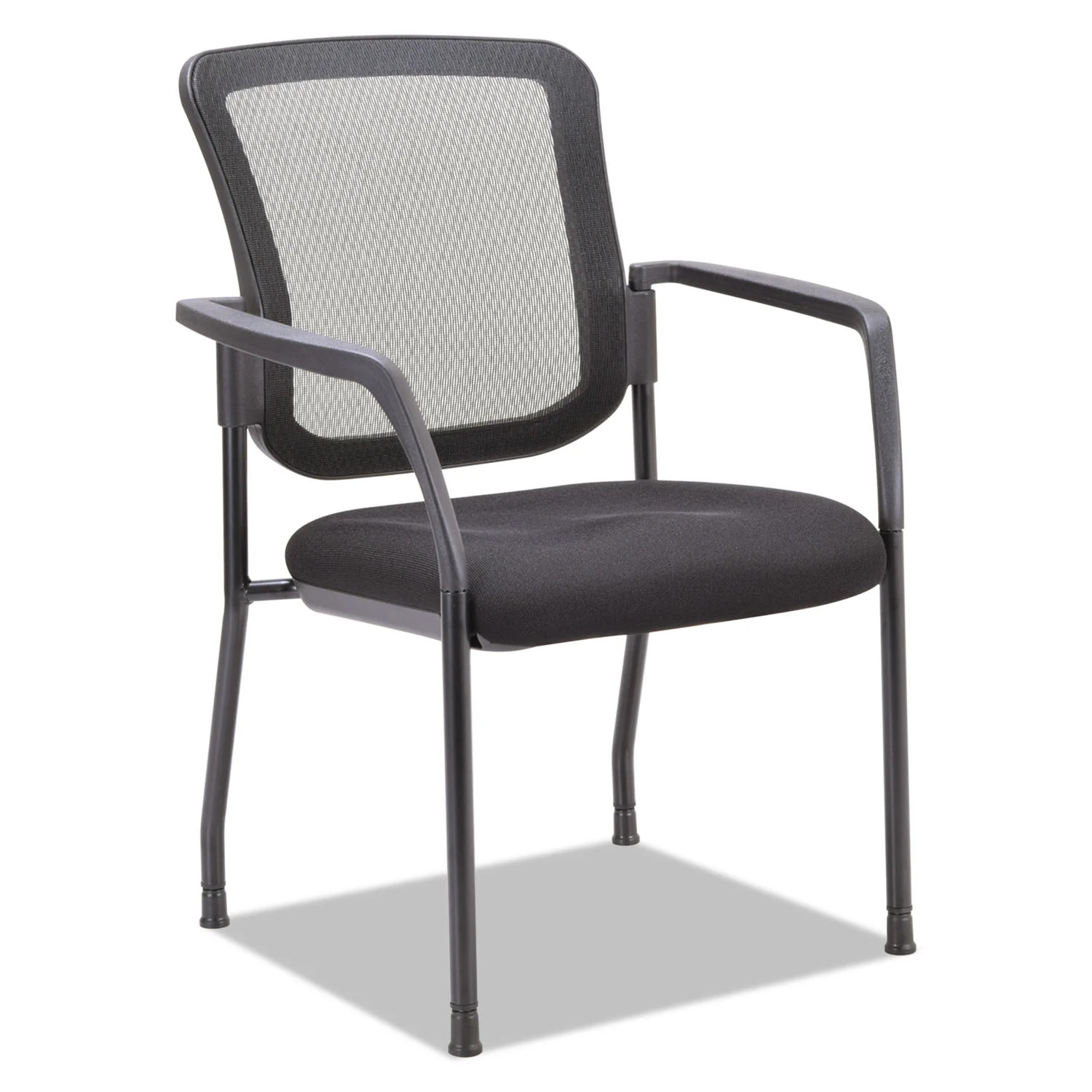 Black Mesh Sled Guest Chair with Polished Aluminum Arms & Base