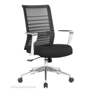 Black Mesh Sled Guest Chair with Polished Aluminum Arms & Base