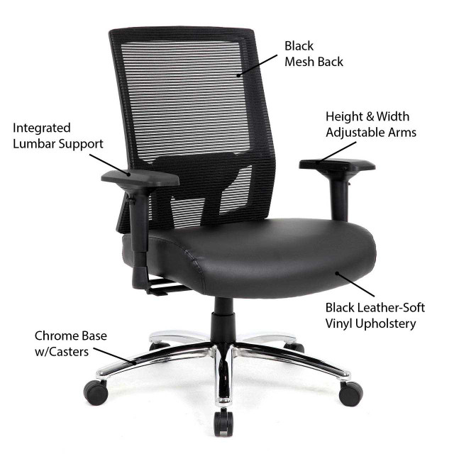 Big & Tall Mesh Back Executive Chair with Heavy-duty Chrome Base