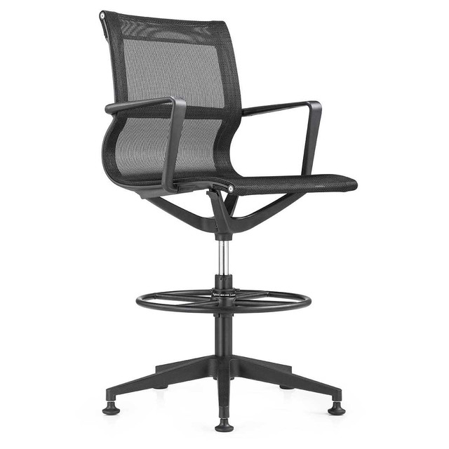 Oslo Mesh Back Stool w/ Arms & Black Frame