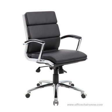 Boss Executive Mid-Back Office Chair w/ Metal Chrome Finish
