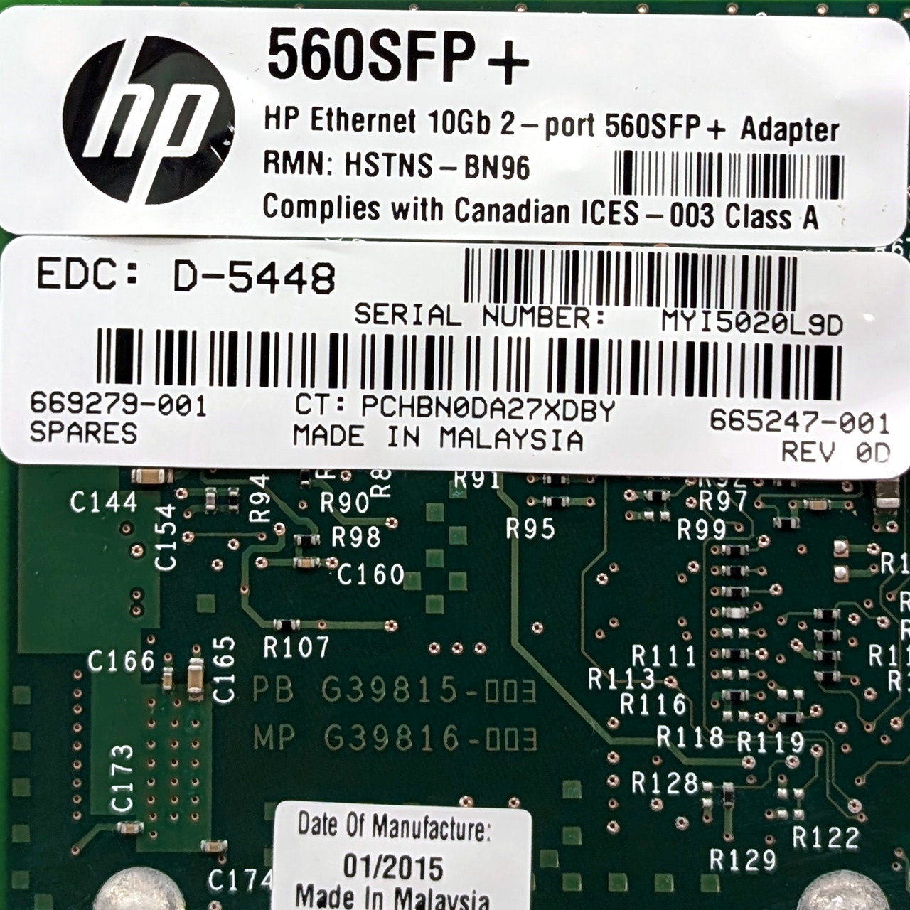HP Ethernet 10Gb 2-Port 560SFP+ PCIe Adapter High Profile (669279-001 ...