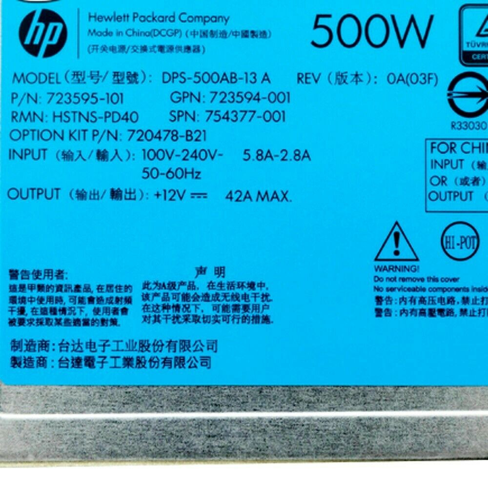 HPE - HPE ProLiant DL360 Gen9 DPS-500AB-13 500W 80 Plus Platinum Power ...