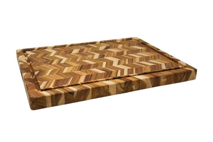 Teak Herringbone Cutting Board 20"x16" w/ Groove