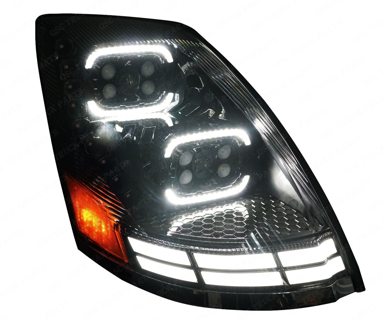 QSC Full LED Black Headlights Dual-Color Sequential Lighting for Volvo ...