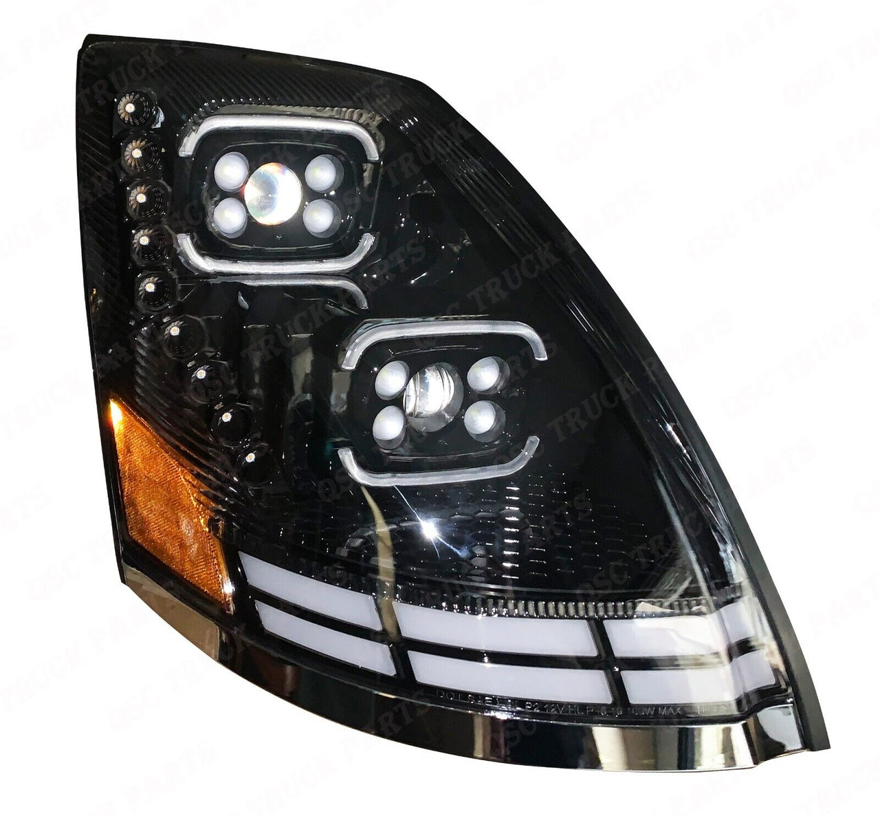 QSC Full LED Black Headlights Dual-Color Sequential Lighting for Volvo ...