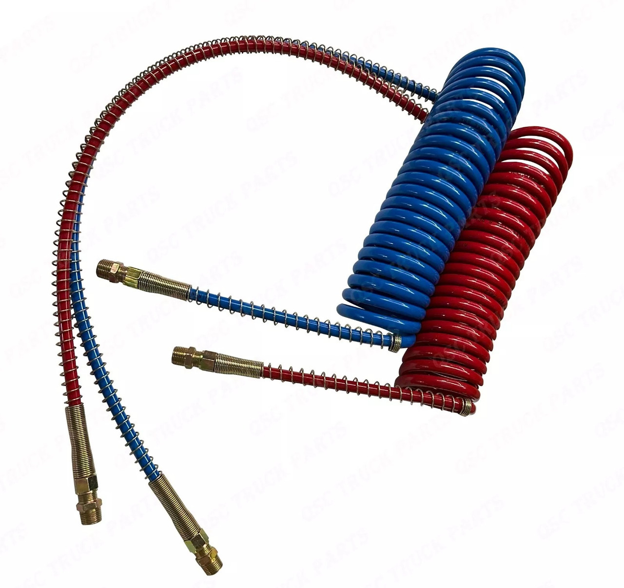 QSC Truck Tractor Trailer Air Line Air Brake Hoses Coil Red Blue 15 ft
