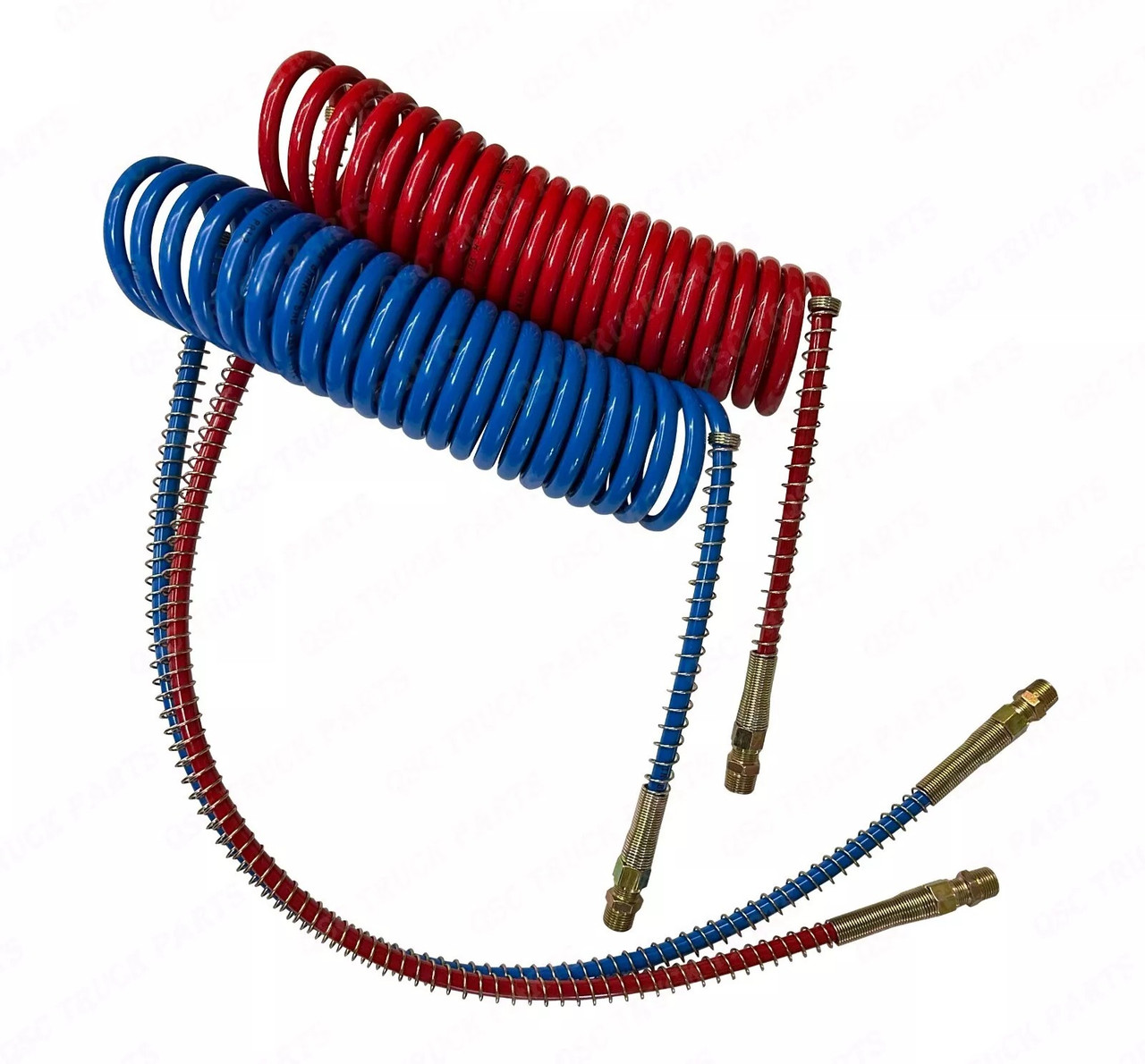 QSC Truck Tractor Trailer Air Line Air Brake Hoses Coil Red Blue 15 ft